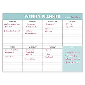 Weekly Planner Notepad - Tear Off Planning Pad with Daily Schedule & Calendar, 52 Sheets, 100gsm Paper, Undated Weekly To Do List Notepad, 10x7 in