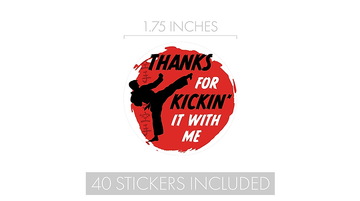 Karate Birthday Thank You Stickers - 40 Labels