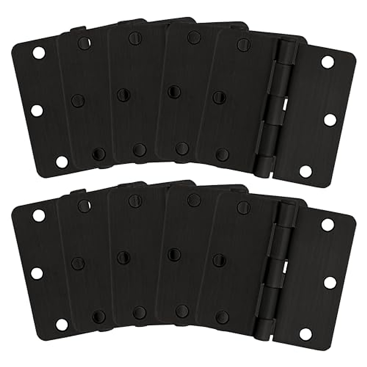 Design House 181388 1/4" Radius Steel Door Hinge Door Hardware Door Hinges for Interior Doors, 3-1/2" x 3-1/2", Oil Rubbed Bronze, (Pack of 10)