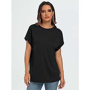 AUTOMET Womens Summer Tops Outfits Spring Casual Dressy T Shirts Workout Clothes Going Out Trendy Vacation Fashion 2025 Black L