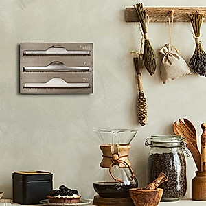 Wooden Foil and Plastic Wrap Organizer with Cutter Serrated Edge Dispenser, Kitchen Drawer or Wall Mounted Storage, Roll Holder for Cling, Aluminum, Parchment Paper, or Wax Rolls