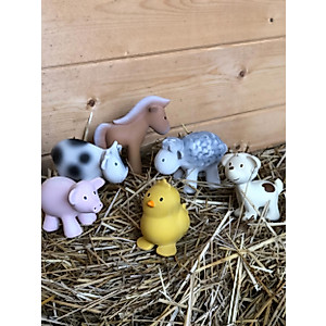 Tikiri My First Farm Animal Pig Natural Rubber Rattle (Pink)