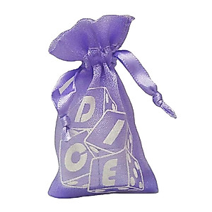 Azty Solutions Set of 5 Blue Transparent Dice Glow in The Dark Spots Round Corner 16mm in Snow Organza Bag