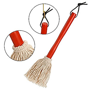 Hedume 6 Pack 12" BBQ Sauce Basting Mops, Roasting or Grilling Basting Mop, Cotton Fiber Head and Hardwood Handle, Grill Basting Mop for Barbeque, Marinade, Smoking Steak or Glazing