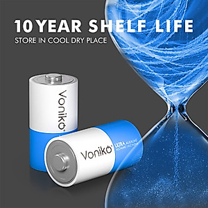 Voniko Ultra Alkaline C Batteries, C Size LR14 Batteries 8 Pack – 10-Year Shelf Life and 6-9 Times The Power as Carbon Batteries, C Cell 1.5 Volt Battery