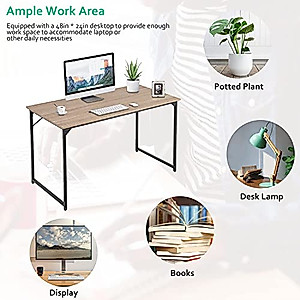 PayLessHere Computer Desk 47'', Modern Writing Desk, Simple Study Table, Industrial Office Desk, Sturdy Laptop Table for Home Office, Nature