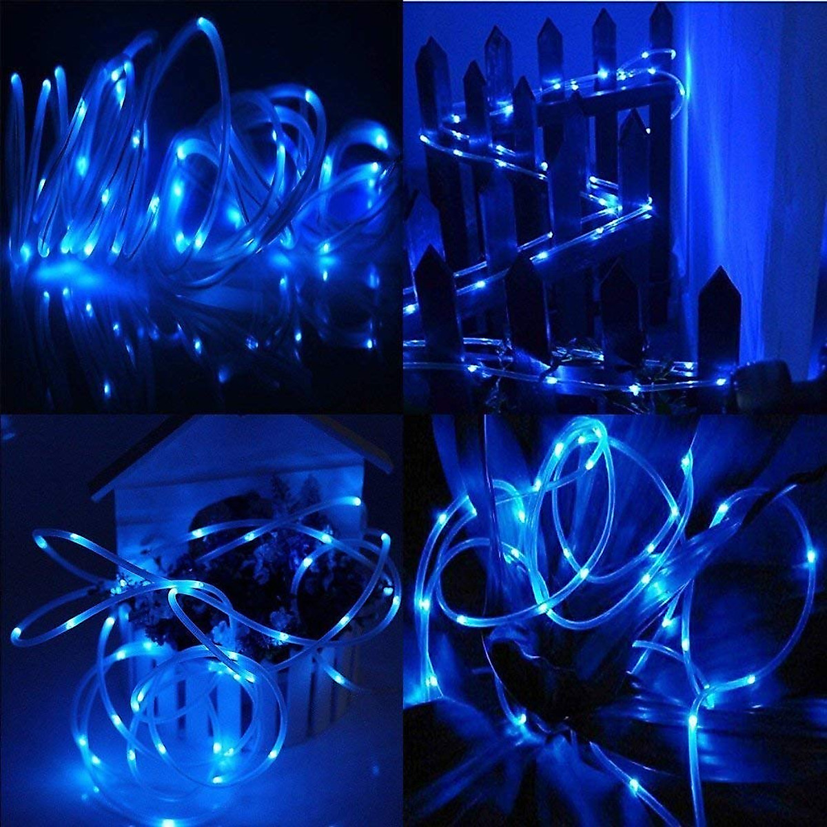 SOCO Solar Rope Lights Outdoor, 33ft 100LED Outdoor Christmas Lighting Waterproof Solar Powered PVC Tube String Lights Decoration for Outdoor Indoor Garden Garden Patio Parties Halloween(Blue)