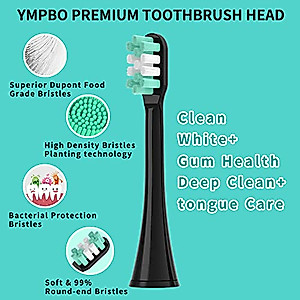 YMPBO Toothbrush Heads Compatible with AquaSonic Black Series,[10Pcs Electric Brush Heads Refill+Free Universal Stand Holder]for Vibe Series/Black Series pro/Duo Series Pro Soft Dupont Bristles,Black