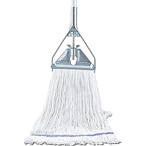 Commercial Cotton Mop,Heavy Duty Looped-End String Mop,String Mop Heads Commercial Cotton Looped End String,Wet Industrial Cleaning Mop,Industrial Dust Mop, 67 inch Stainless Steel Pole.