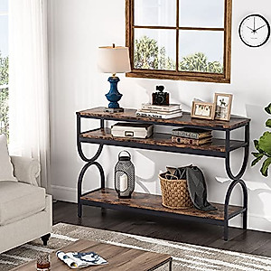 LITTLE TREE 55 Inch Long Narrow Entryway Hallway Accent Console Table Industrial TV Stand