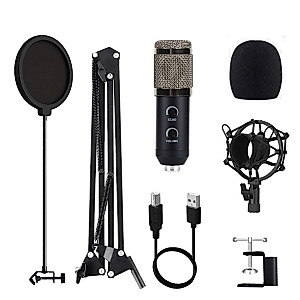 Bonke 【2021 Upgraded】 USB Condenser Microphone for Computer (Silver)