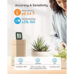 Govee Temperature Humidity Monitor 2-Pack, Indoor Room Thermometer Hygrometer with App Alert, Mini Bluetooth Digital Thermometer Humidity Sensor with Data Storage for Home Greenhouse Cellar
