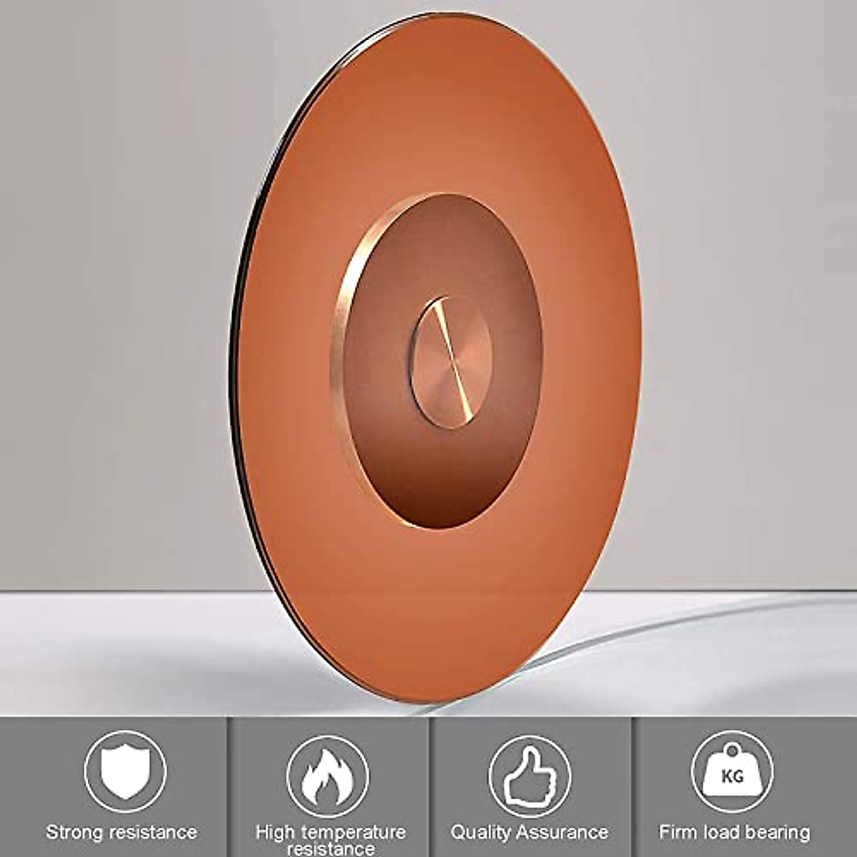 Brown Glass Rotating Serving Plate Serving Turntable, Lazy Susan Turntable For Kitchen Dining Table, Large Rotating Serving Turntable With Aluminum Alloy Silent Bearing, 23in/27in/31in/35in/38in (Siz