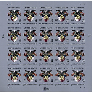 UNITED STATES MILITARY ACADEMY ~ WEST POINT #3560 Pane of 20 x 34 cents US Postage Stamps