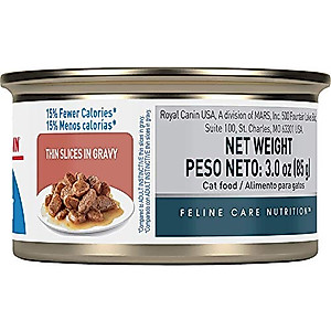 Royal Canin Feline Weight Care Thin Slices in Gravy Canned Adult Wet Cat Food, 3 oz cans 24-count