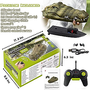 Akargol 2.4 GHz Remote Control Alligator Head RC Boats for Adults and Kids - Large Decoy and Floating Crocodile Head Prank, Rechargeable Battery, Boat Lake & Pool Toy