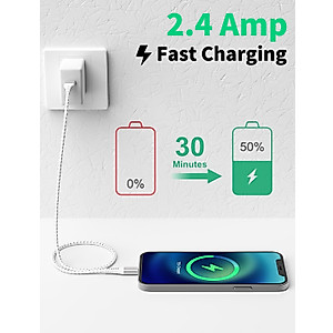 2 FT iPhone Charging Cable (3Pack, Braided) USB A to Lightning Cable 2FT iPhone Charger Cord for Car 2 Foot Short Lightning Cable for Apple iPhone 14 13 12 11 Pro Max Mini 10 8 7 Plus XR XS, AirPods