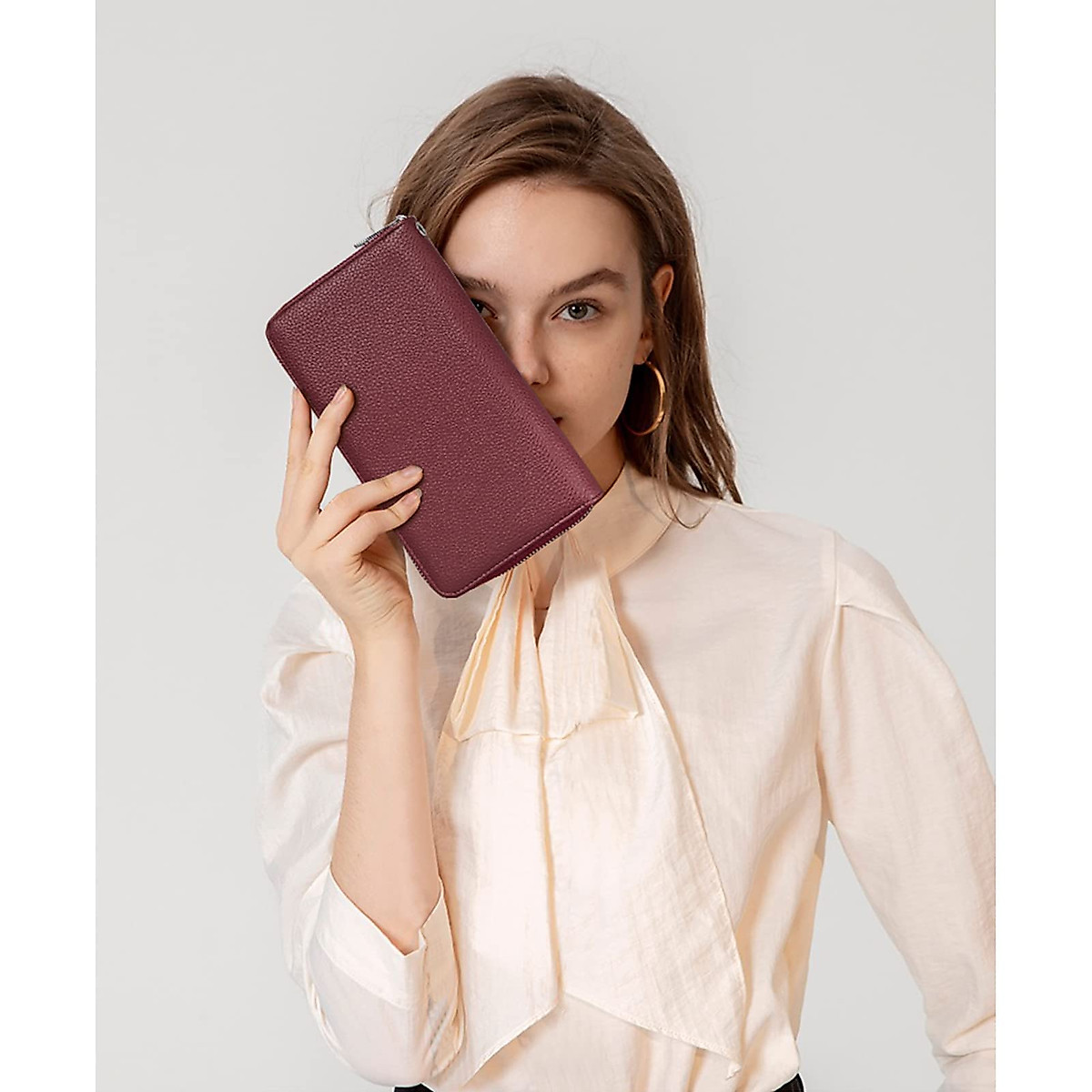 Telena Backpack Purse for Women with Women Wallets Leather Wristlet Wallet Clutch Large Capacity Organizer Ladies Wristlet Purse Fuchsia