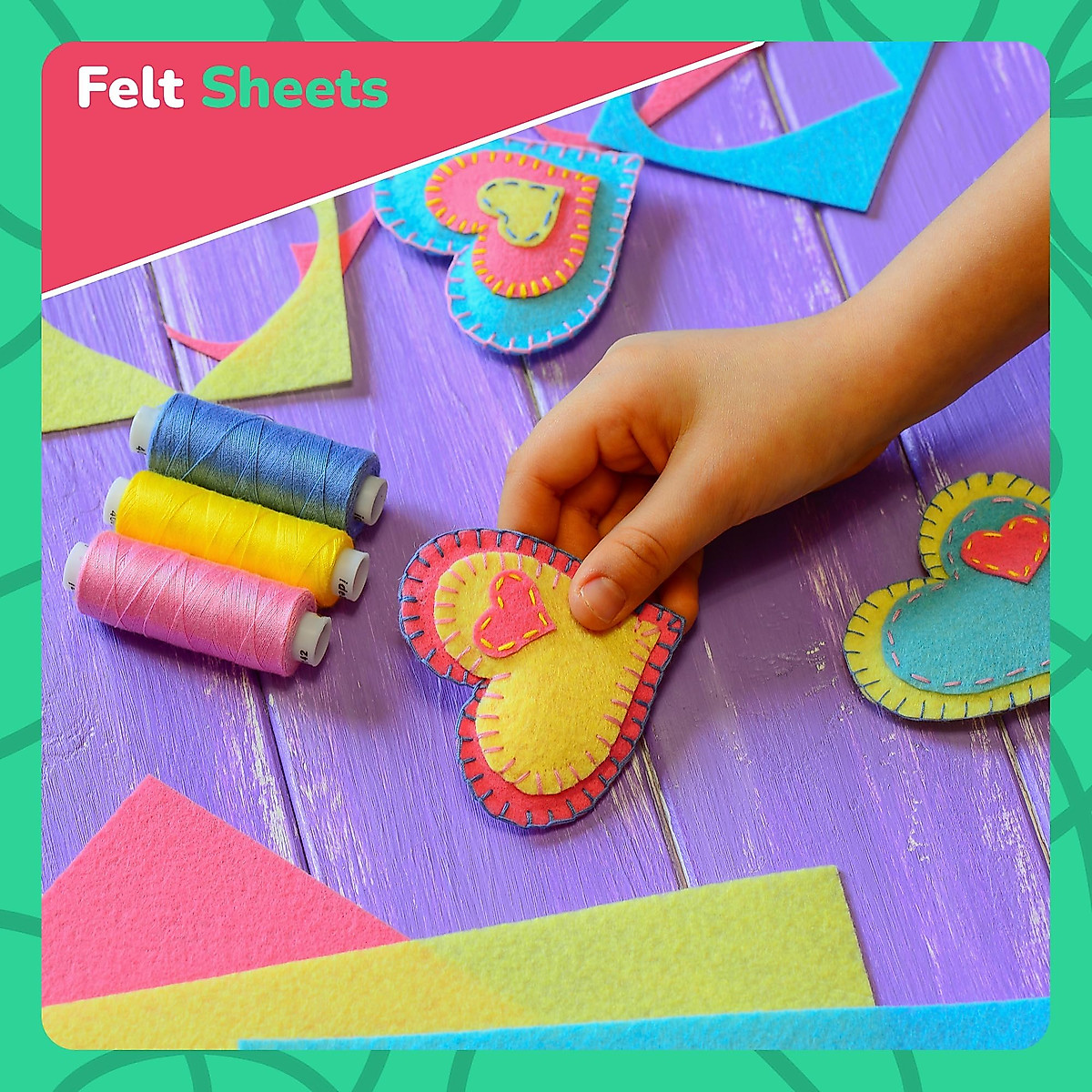 50 Pcs Felt Sheets for Crafts, 4x4 inch Multi Colored Felt Fabric Sheets for DIY, Sewing & Furniture Projects, 1mm Thick Felt Sheets