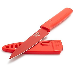 Kuhn Rikon Red Nonstick 3.5 Inch Paring Knife with Cover
