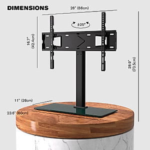 ProMounts Universal Swivel Table TOP TV Stand, Height-Adjustable Bracket for 37-72 Inch LED LCD OLED Plasma Flat and Curved TV Screens Holds Up to 99 lbs, Max VESA 600x400
