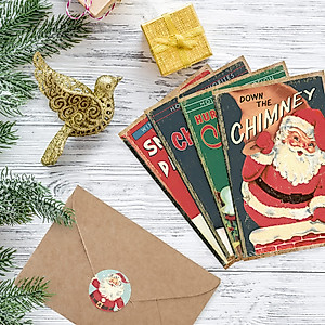 AnyDesign 40 Pack Retro Christmas Greeting Cards Vintage Xmas Cards with Envelopes Stickers Santa Claus Snowman Blank Note Cards for All Occasions New Year Gift Giving, 10 Design, 4 x 6 Inch