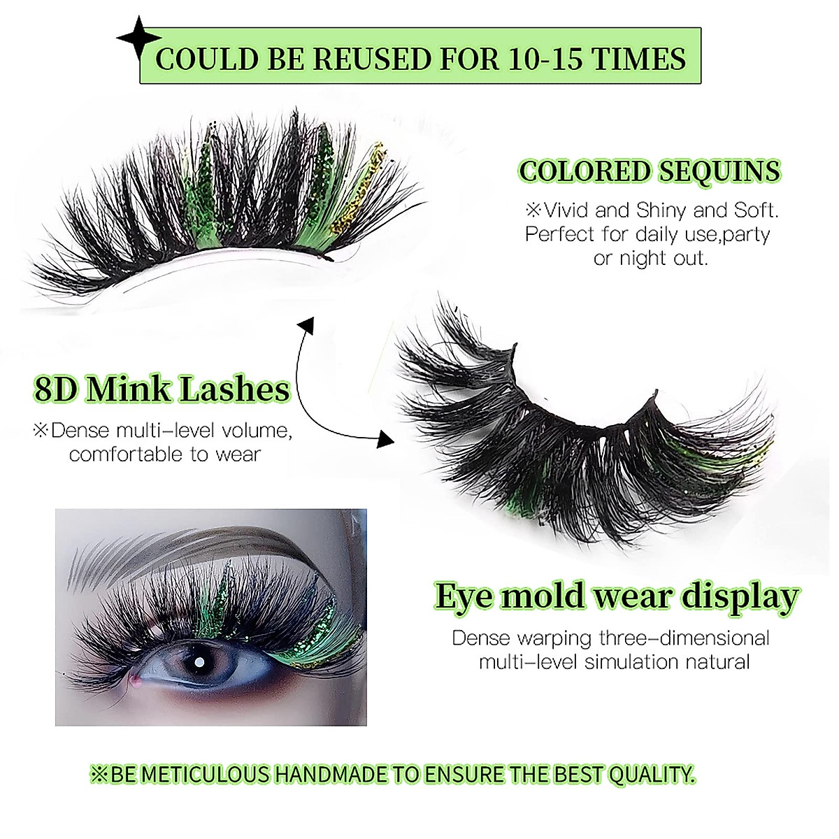 Glitter Lashes 26mm 3D Fluffy Mink Eye Lashes with Color,Colored Eyelashes Dramatic Strip Lashes Manga Lashes Natural Thick Fake Eyelashes 1 Pairs for Halloween Party Stage Cosplay(Red black)
