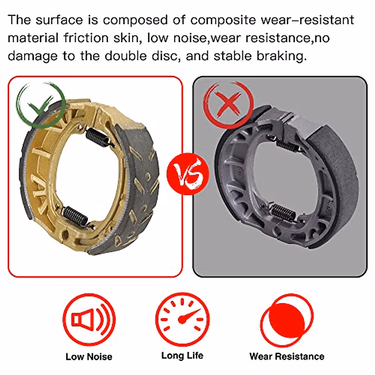 GREHUA CG125 105mm Drum Brake Shoes Pads Chain Tensioner Adjuster Kit for 212cc 196cc 6.5hp Coleman BT200X CT200U Trail 200 CT200U-EX Baja Warrior MB165 Massimo MB200 CRF70 Motorsports Mini Bike Parts