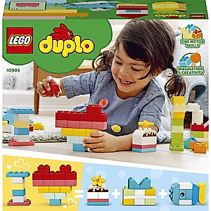 LEGO 10909 DUPLO Classic Heart Box, First Bricks Building Toy with Helicopter, Boat, Animal Toys and More, Gifts for Toddlers and Kids 1.5 Years Old