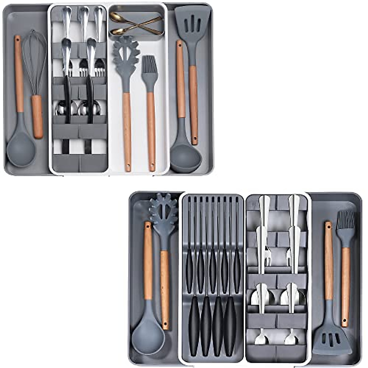 Kitchen Drawer Organizer, Silverware Flatware Organizer, Large Expandable Cutlery Organizer & Knife Drawer Organizer, Kitchen Utensil Drawer Organizer