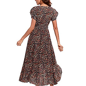 HALCYEEN Floral Printed Wrap Butterfly Sleeve V-Neck Summer Dresses Lace Up High Low Beach Party Midi Dress