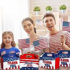 Pasimy 24 Pcs Patriotic Gift Boxes Veterans Thank You Party Favor Boxes Small Red White Blue Candy Treat Goodie Boxes Usa Flag Veterans Boxes for Veterans Day Party Supplies Memorial Independence