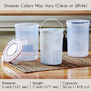 Crystalia Pickle Jar with Strainer Insert, Deli Food Storage Container, Pickle Holder Keeper Lifter, Bucket of Pickles, Barrel of Olive Jalapeno, Large Flip Jar with Leak Proof and Lock It Lid (Gray)