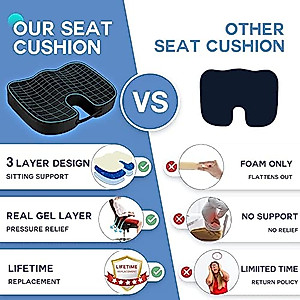 Comfort Cushion for Office Chairs, Memory Foam Comfort seat for All-Day Sitting, Ergonomic Pain Relieve Tailbone pad Pillow Support for Car seat