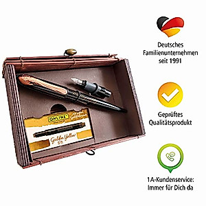 Online 10058 Calligraphy Set I Calligraphy Pen Air Black Rose I Calligraphy Nibs in 2 Line Widths 0.8/1.4 mm I 5 x Ink Cartridges Gold I Gift Set for Calligraphy Fans in Gift Box