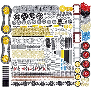 Habow 852pcs Technic-Parts Gears-Axle-Pin-Connector Compatible with Lego-Technic, Shock-Absorber Wheels Chain Link Frame Joints Differential Engine Kit. MOC Pieces for Toy Building Sets