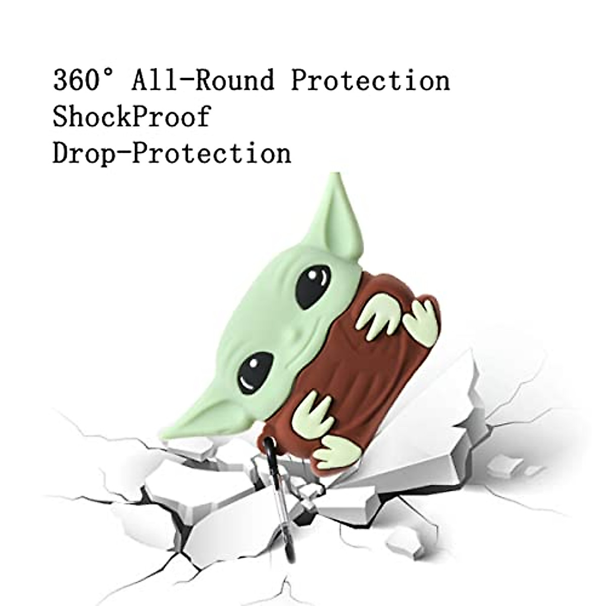 Wifantien 3D Yoda Case for AirPod Pro 2019/2022,3D Cute Cartoon Women Girls Kids Fashion Kawaii Yoda Baby Shape Keychain Soft Silicone Case for Airpods Pro/Airpods Pro 2nd Gen 2022 (Yoda Baby)