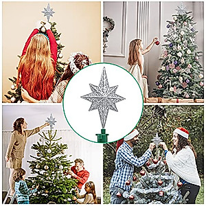 Christmas Tree Topper, Yocuby Hollow Silver Star Christmas Tree Topper Lighted with LED Rotating Magic Ripple Light for Crown Xmas Tree Topper Decoration, Wall Party Holiday Déco