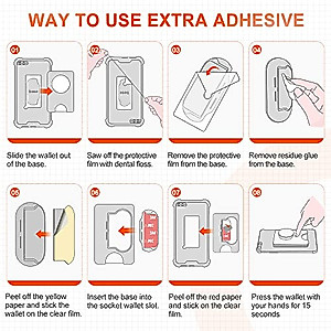 3PCS Adhesive Base Replacement for Pops Wallet+, Detachable Sticky Plastic Part Strips for Socket Wallet Plus & Wallet Case Back with Extra 3Pack 3M VHB Sticker Tapes, Sleeve Attachment Piece Black
