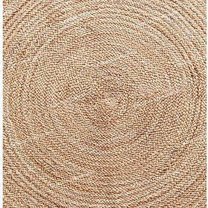 4x4, 5x5, 6x6,feet Natural Jute Scallop Round Rug, Floor Scalloped Edge Rug Braided Boho Eco Large Circular Handmade Area Rugs (D2)