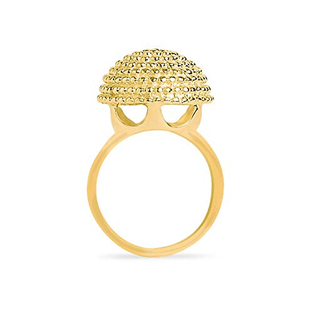Fireworks Yellow Gold Ring for Women, Half Textured Sphere Party Cocktail Costume Jewelry for Women (11.5)