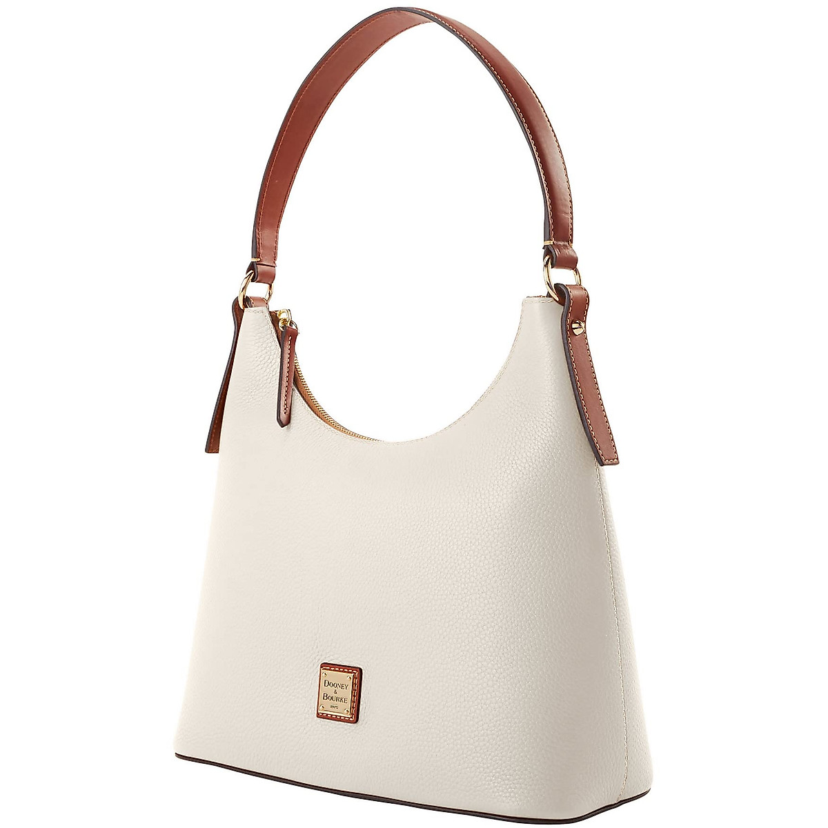 Dooney & Bourke Women's Hobo Bag in Pebble Grain Leather, Large Handbag with Single Shoulder Strap, White