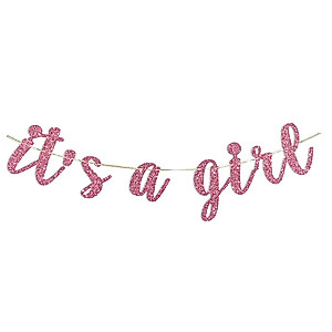 It's A Girl Banner Pink Glitter Baby Girl Baby Shower Party Pregnant AF Baby 1st Birthday Party Decorations Party Supplies