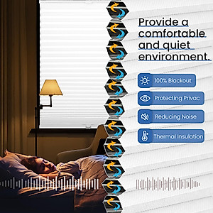 Allesin Top Down Bottom Up Cellular Shades,Blackout Cellular Shades Noise Reduction,Cordless Cellular Shades Room Darkening Honeycomb Shades,Blackout (White,32"x64") Easy to Install