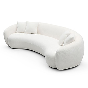 kevinplus 101'' White Curved Sofa Boucle Cloud Couch for Living Room, Modern Luxury Contemporary Upholstered Sectional Sofa Couch for Home Apartment Office Studio, White