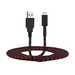 PDP Gaming Charge Cable | 8 Feet USB C Charger: Black/Red - Nintendo Switch