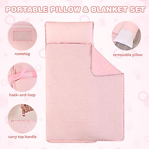 Toddler Nap Mat Pink Boho Tufted Geometric Kinder Nap Mats for Toddler Girls Boys Preschool Daycare Soft Fleece Kids Sleeping Mat Portable Sleeping Bag for Travel Camping