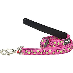 Red Dingo Hot Pink with Lime Green Stars Dog Lead, Large