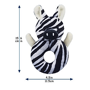 Doindute Baby Zebra Soft Rattle Toy, Zebra Plush Infant Shaker Rattle Easy-Grasp Stuffed Animal Toy, Gifts for Newborns Babies Toddlers Boys Girls, 6 Inches