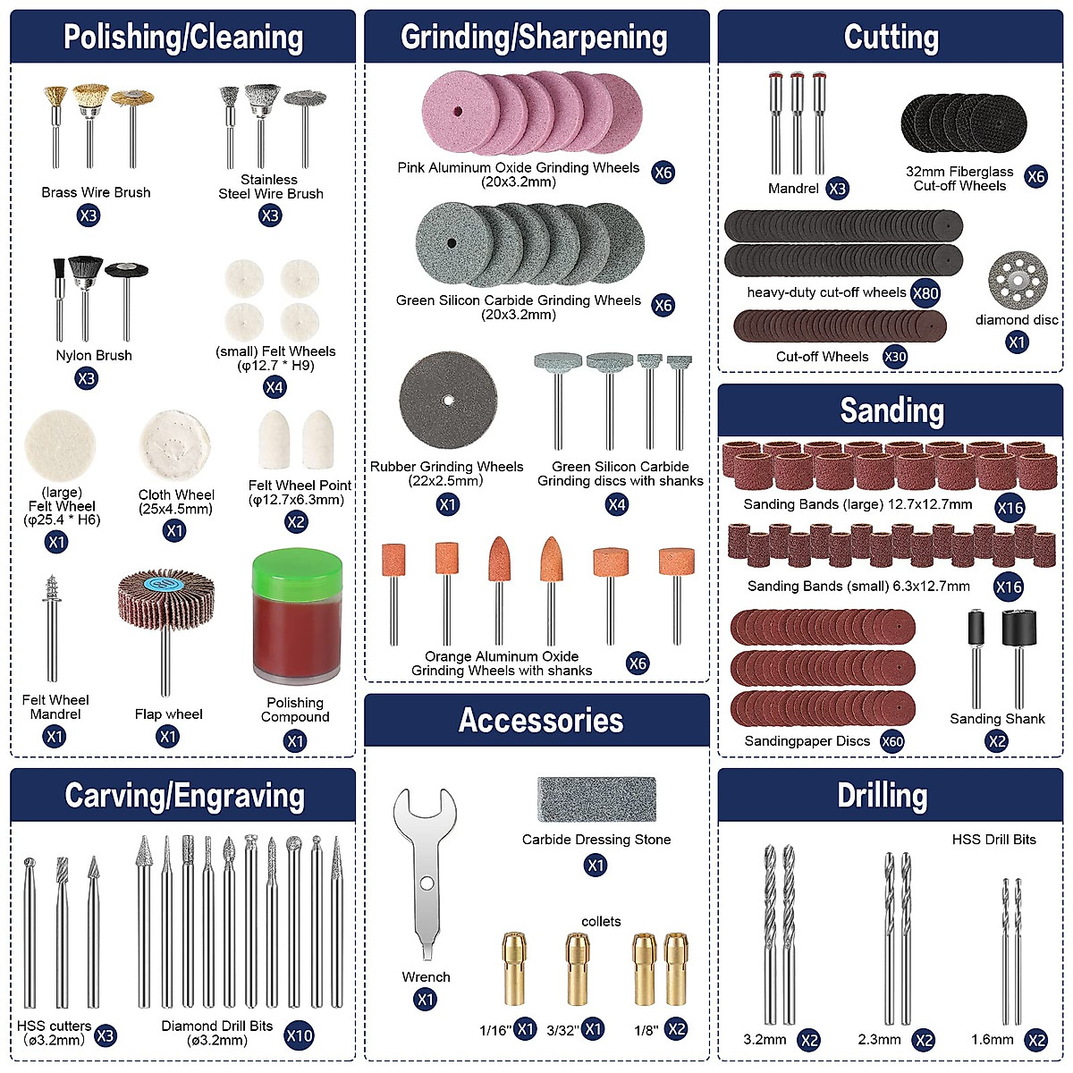 HARDELL Cordless Rotary Tool, 2.0Ah 4V Rotary Tool Kit 25000RPM & HARDELL 282Pcs Rotary Tool Accessories Kit